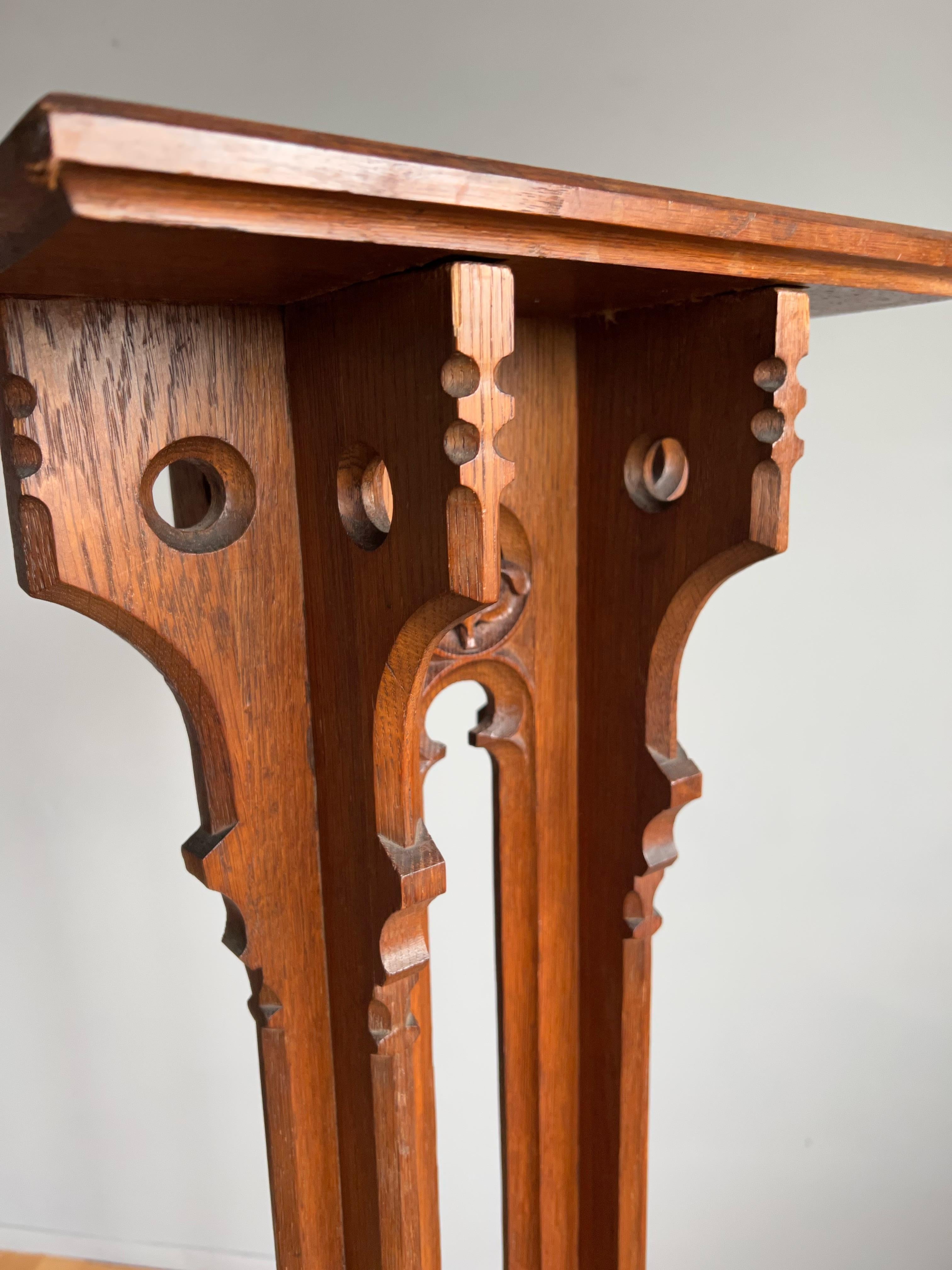 Unique Arts and Crafts era Gothic Revival Oak Pedestal / Sculpture ...