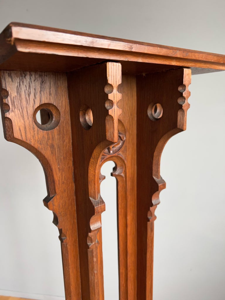 Unique Arts and Crafts era Gothic Revival Oak Pedestal / Sculpture ...
