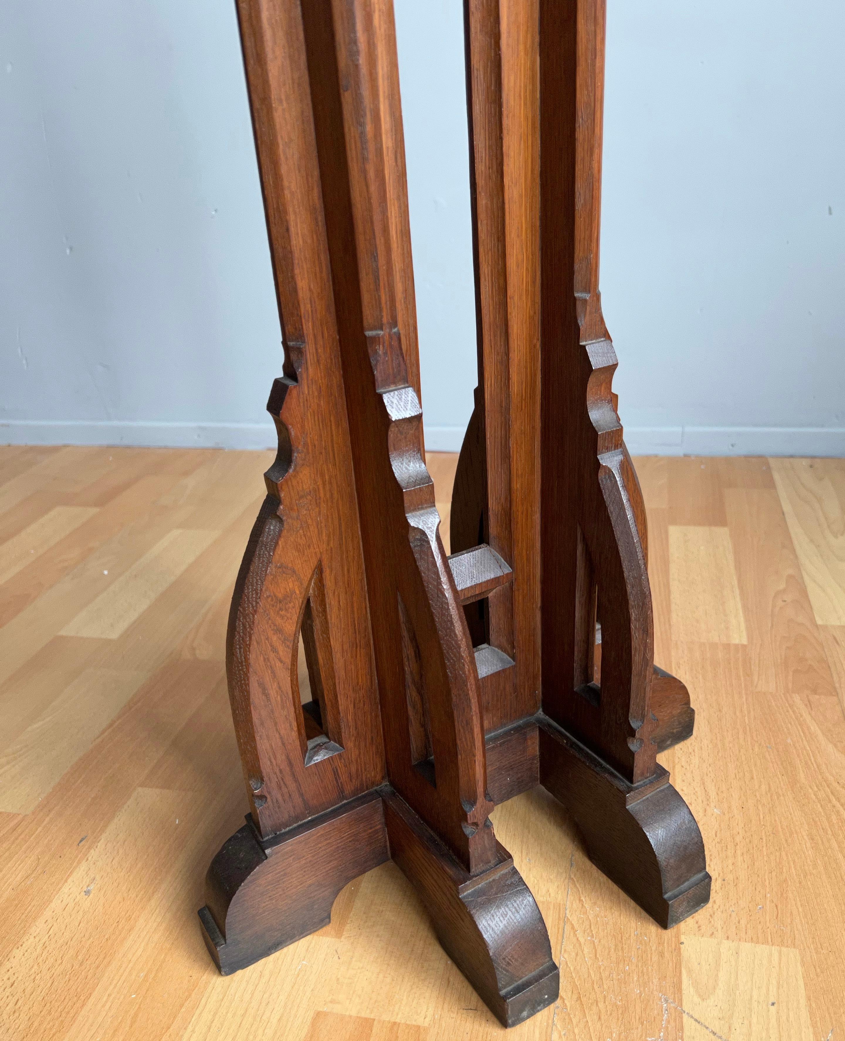 Unique Arts and Crafts era Gothic Revival Oak Pedestal / Sculpture ...