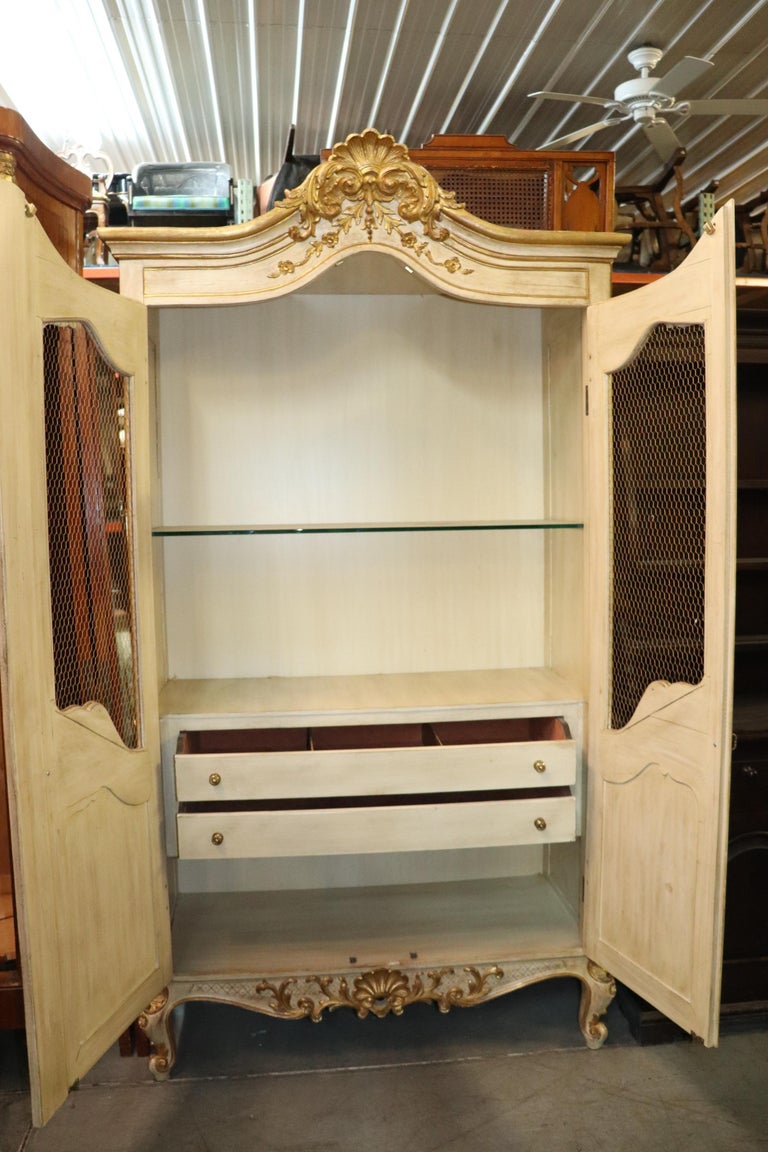 Unique Antique White Painted and Gilded Armoire China Cabinet Vitrine ...