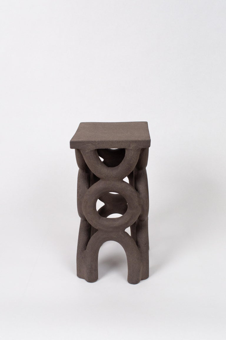 Unique Arch Square Dark Stool by Mesut Öztürk For Sale at 1stDibs