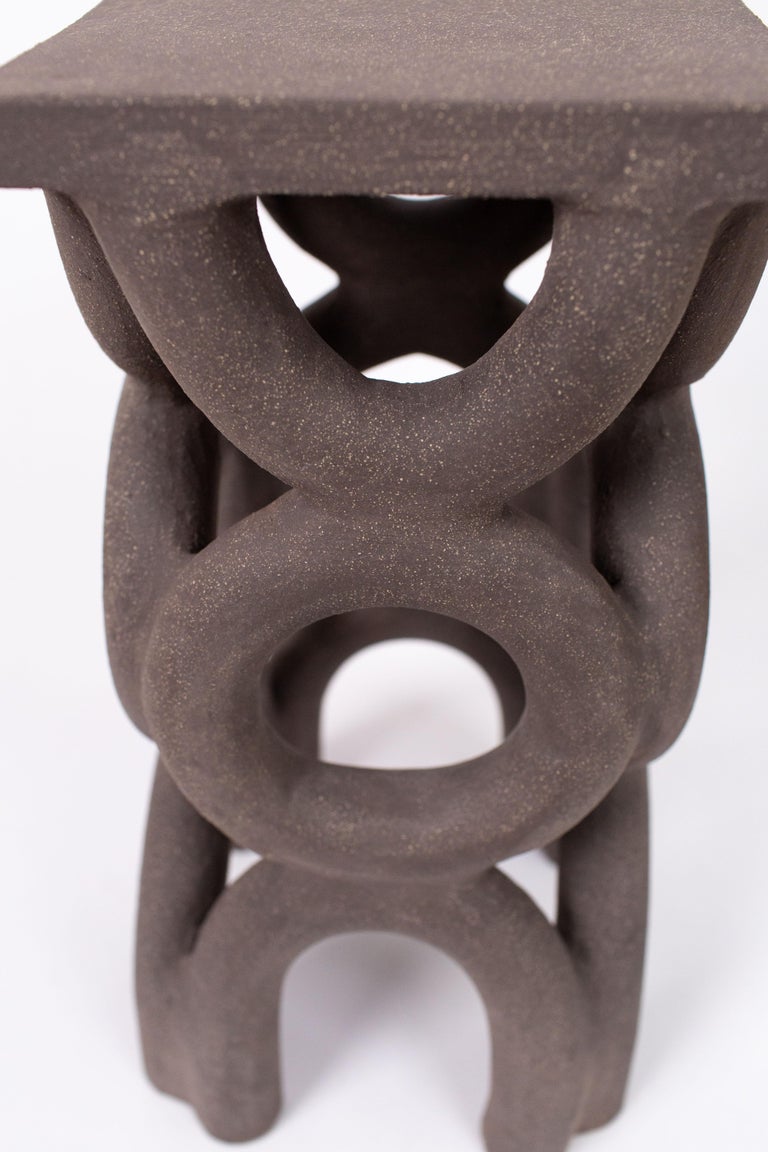 Unique Arch Square Dark Stool by Mesut Öztürk For Sale at 1stDibs