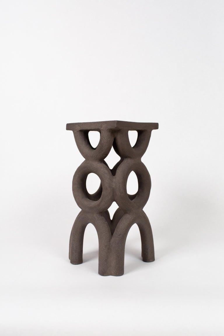 Unique Arch Square Dark Stool by Mesut Öztürk For Sale at 1stDibs