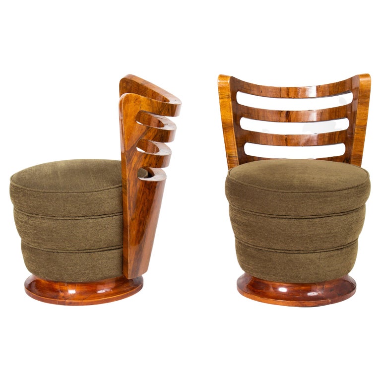 Unique Art Deco Bedroom Chairs, ca. 1930s For Sale at 1stDibs