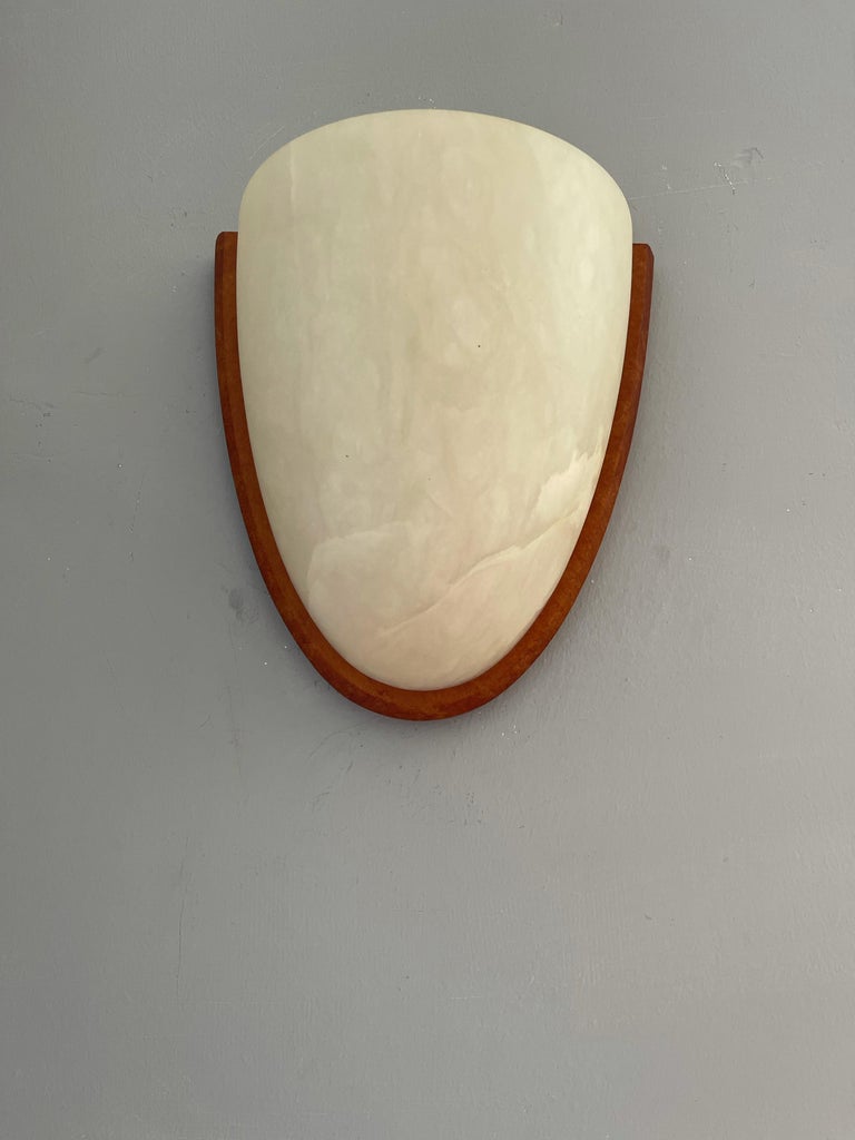 Unique Art Deco Style Cocoon Shape Midcentury Modern Era Alabaster Wall ...