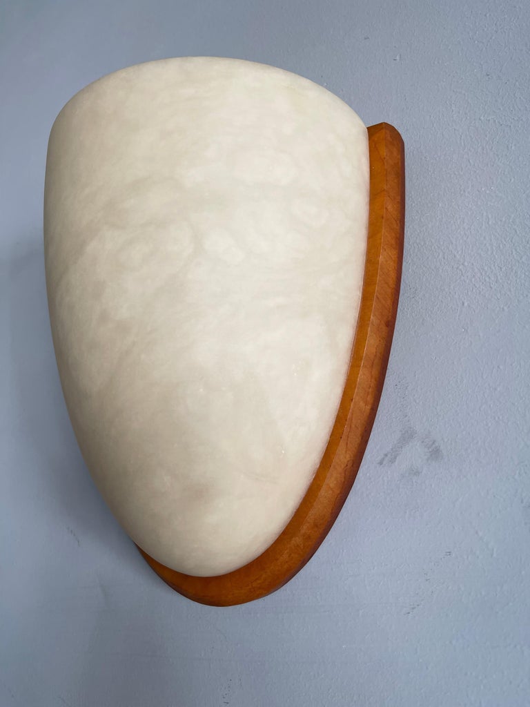 Unique Art Deco Style Cocoon Shape Midcentury Modern Era Alabaster Wall ...