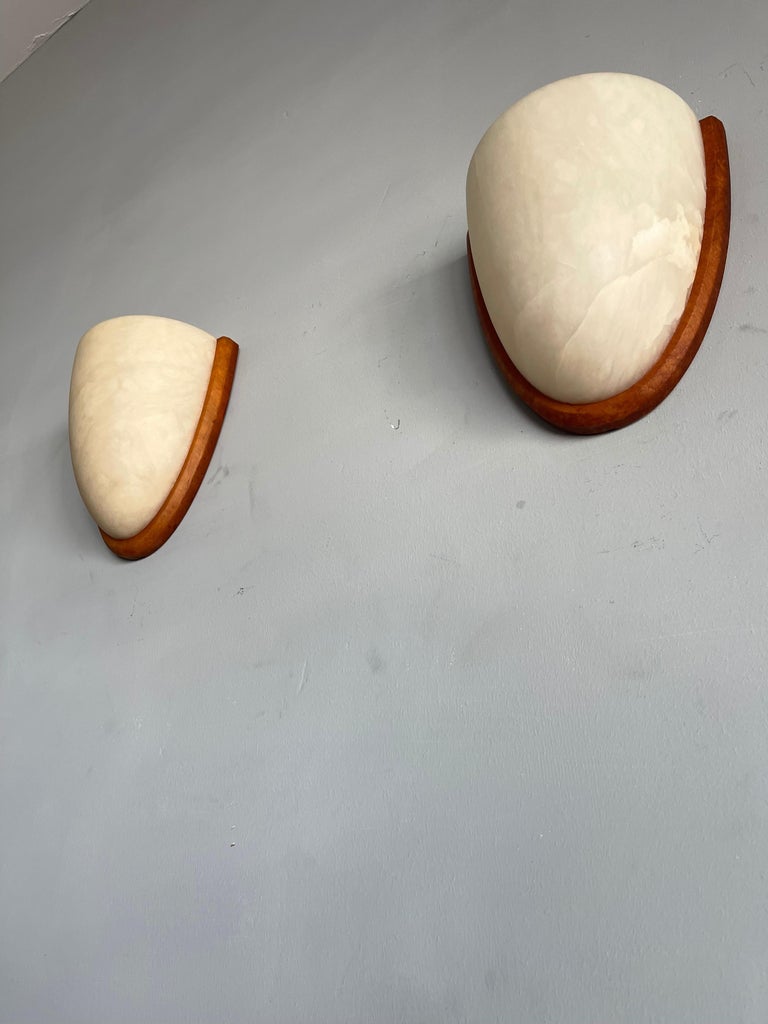 Unique Art Deco Style Cocoon Shape Midcentury Modern Era Alabaster Wall ...