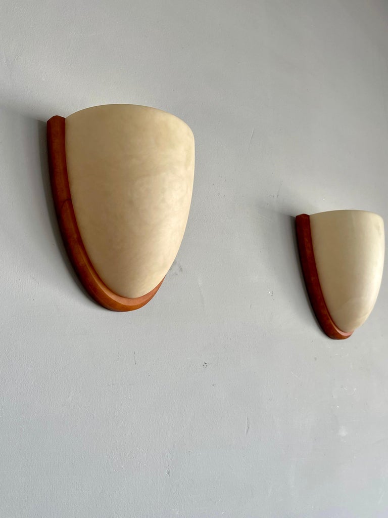 Unique Art Deco Style Cocoon Shape Midcentury Modern Era Alabaster Wall ...