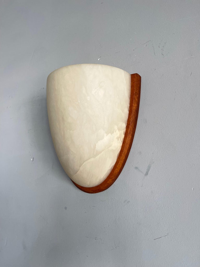 Unique Art Deco Style Cocoon Shape Midcentury Modern Era Alabaster Wall ...