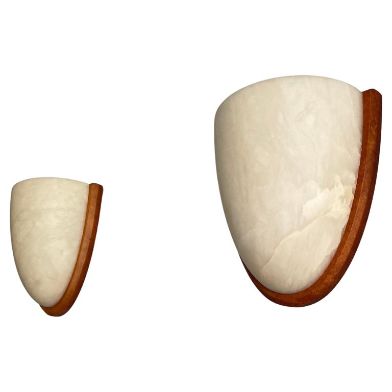 Unique Art Deco Style Cocoon Shape Midcentury Modern Era Alabaster Wall ...