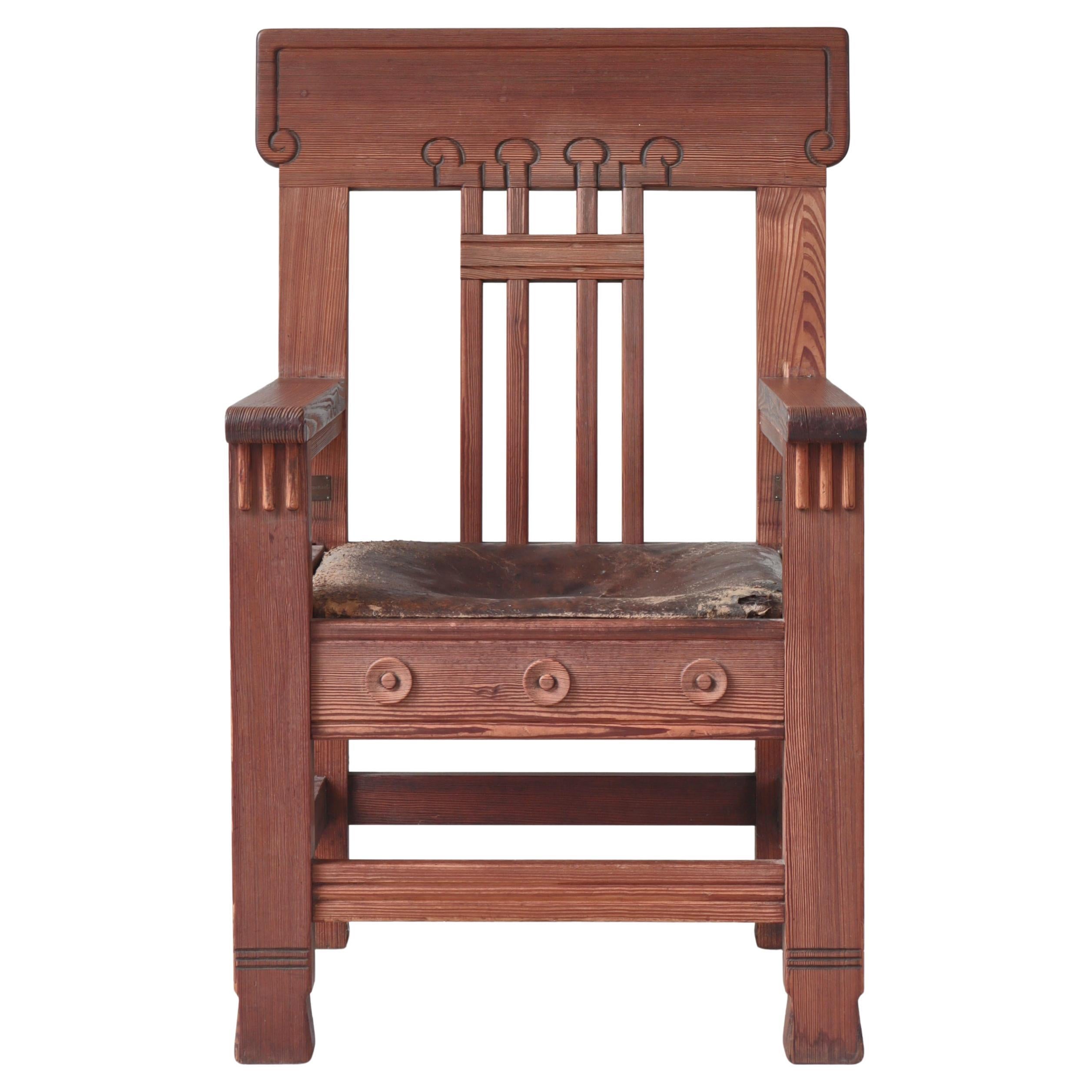 Unique Art Nouveau Pinewood Artist´s Chair by Siegfried Wagner 1910s ...