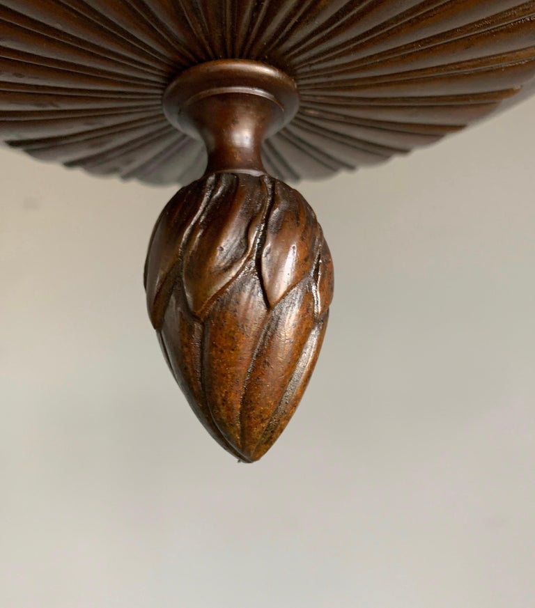 Unique Art Deco Alabaster and Bronze Chandelier with Wizard Like ...