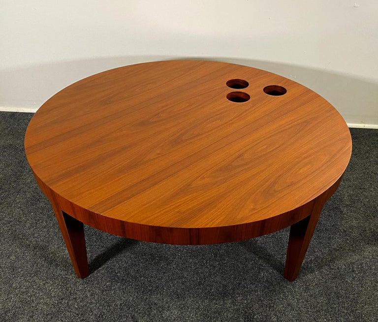 Unique Bespoke American Walnut Round Coffee Table with Round Cutouts ...