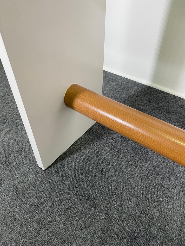 Unique Bespoke White Lacquer Waterfall Edge Console with Sphere ...