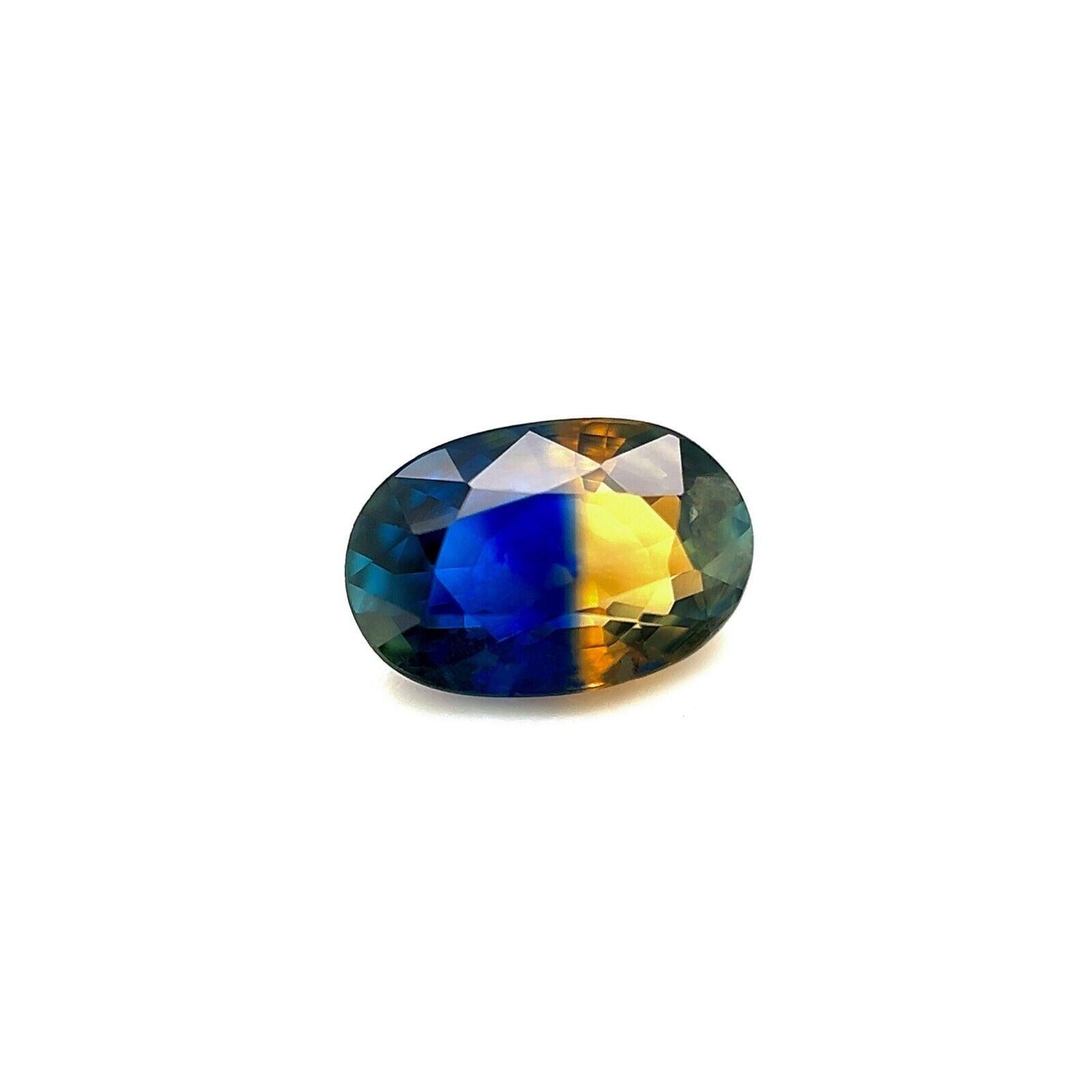 Unique Bi Colour Sapphire 1.22ct GIA Certified Blue Yellow Oval Cut ...
