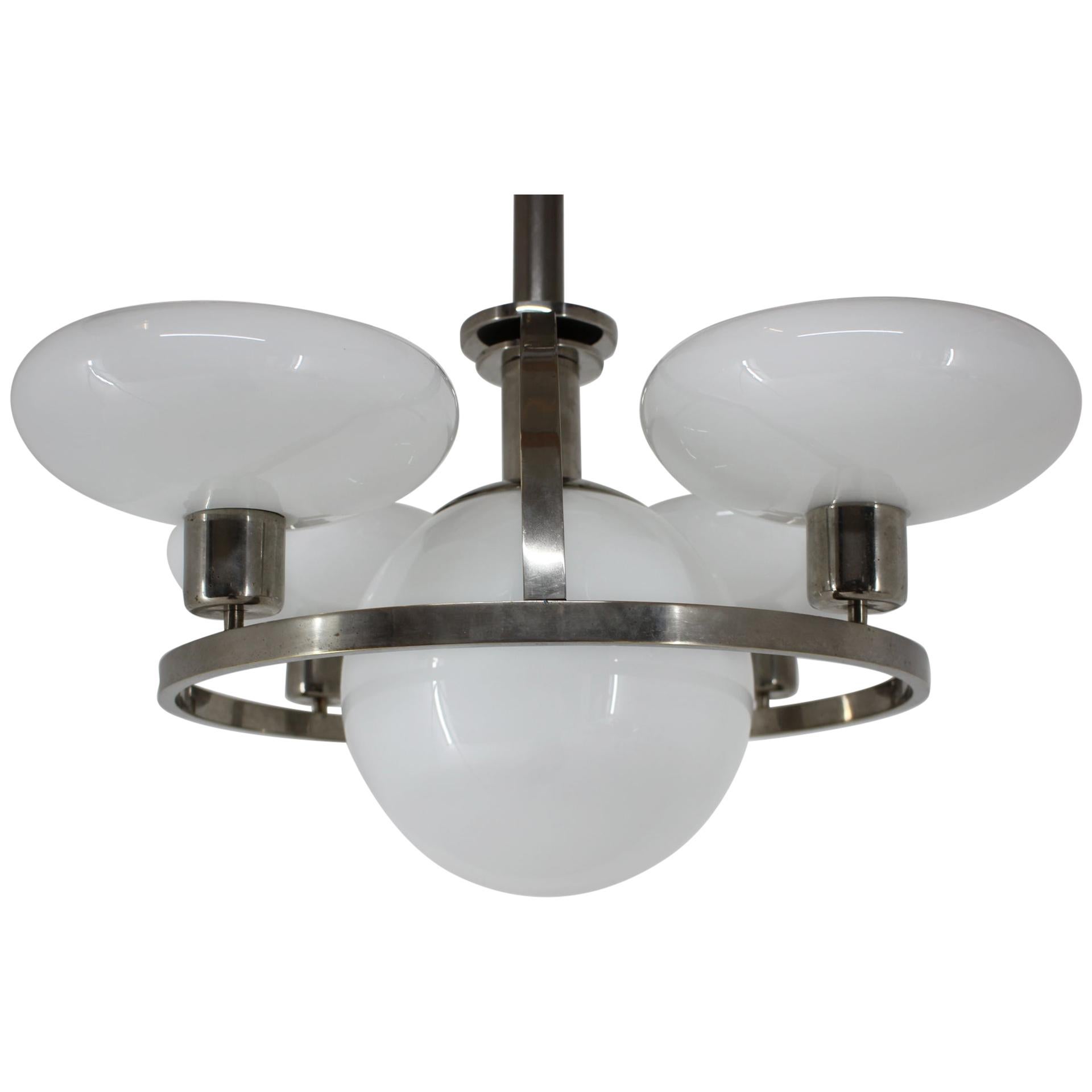 Big Art Deco Bauhaus Chrome Pendant / Chandelier, 1930s For Sale at 1stDibs