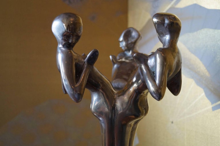 Unique Big Silvered Bronze Art Deco Statue, Belgium, Early 20th Century ...