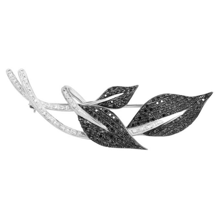 Unique Black Diamond Fancy White Gold Brooch For Her For Sale at 1stDibs