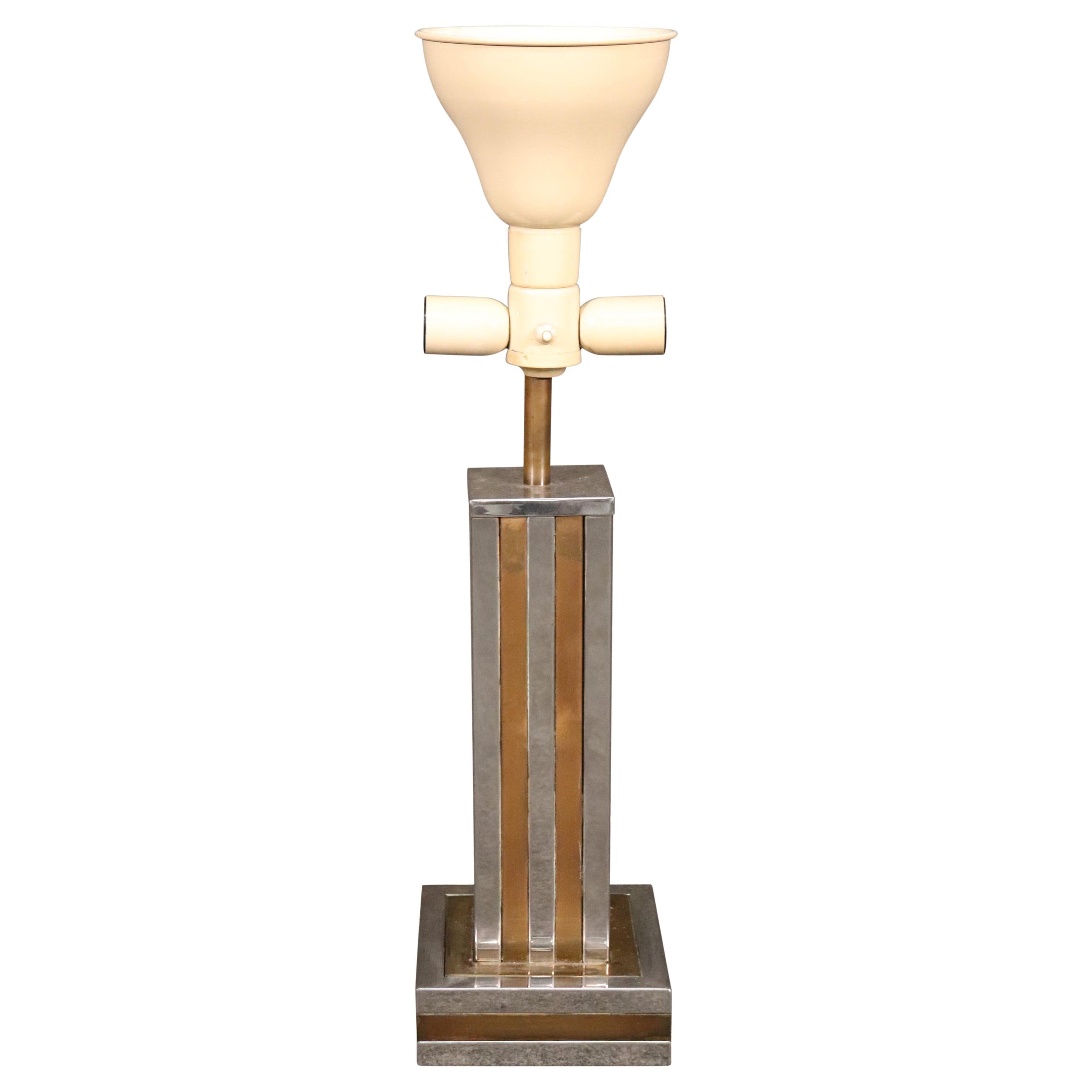 French Mid-Century Modern Marine Brass Table Lamp with Brass Shade at ...