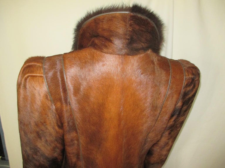 Unique Brown Pony Skin or Cowhide Leather Fur Coat For Sale at 1stDibs ...