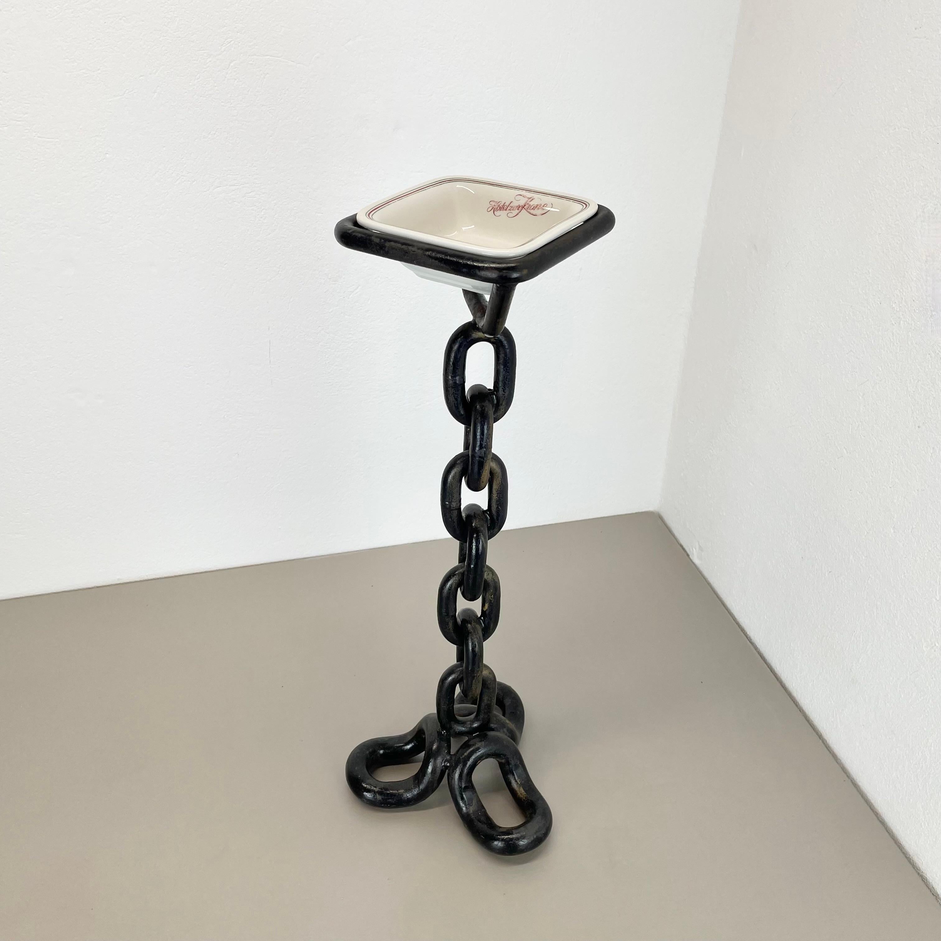 unique brutalist heavy iron metal CHAIN Ashtray Stand Element, Germany ...