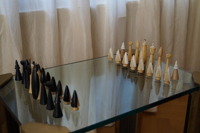 Unique Chess Set Handmade and Painted, Japan, 1970s at 1stDibs