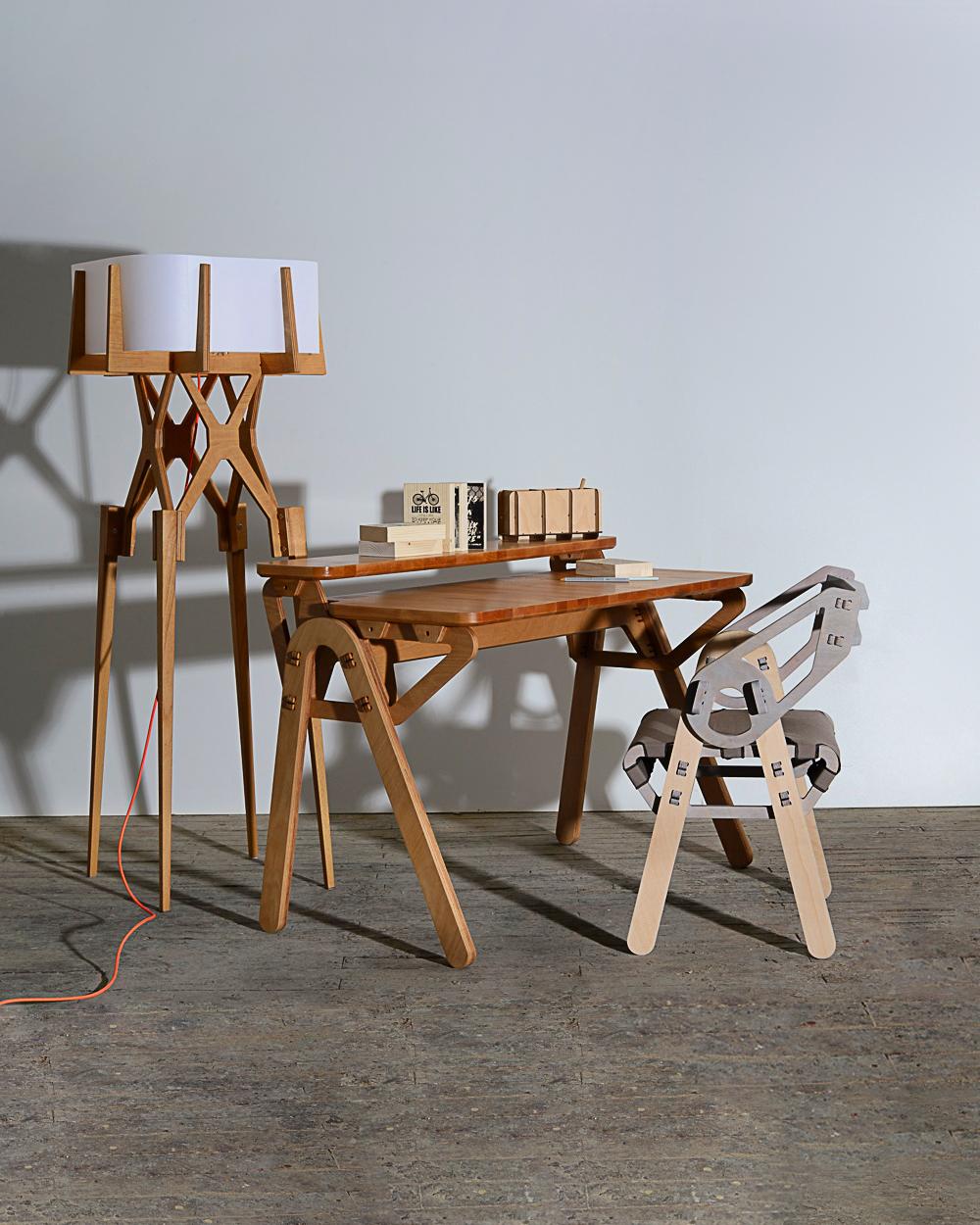 Unique contemporary modern solid beech tabletop 'Arch' desk For Sale at ...