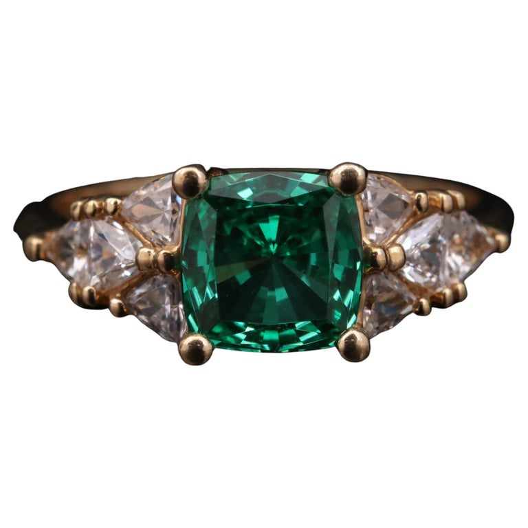 Customizable Unique Cushion Cut Emerald Diamonds Engagement Ring For ...