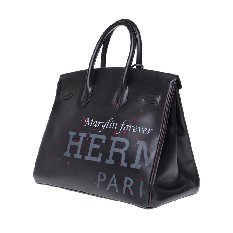 UNIQUE Customized "Marilyn" #78 Birkin 35 handbag in black/brown ...