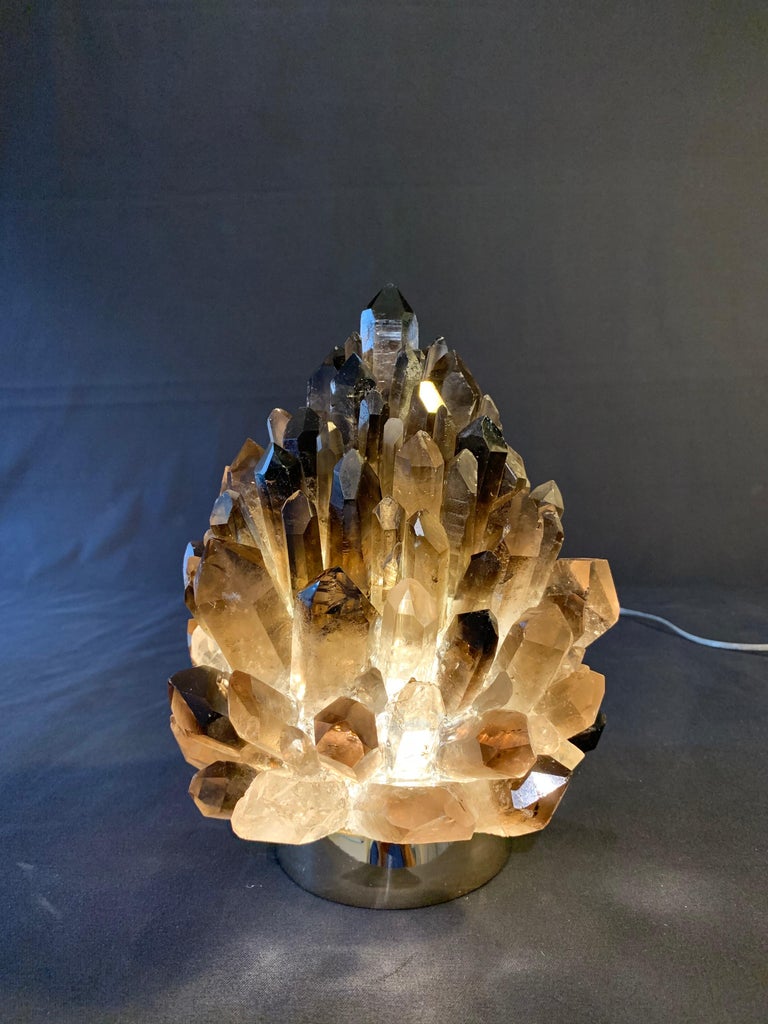Unique Dark Quartz Crystal Lighting "Black Liberty” by Demian Quincke ...