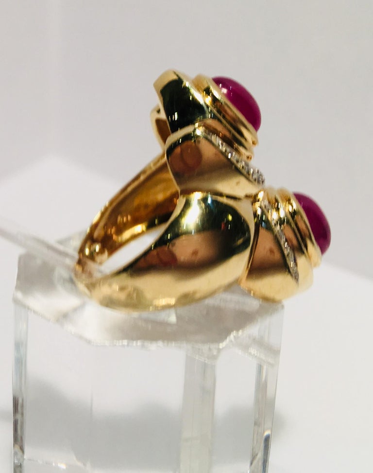 Unique Double Ruby Oval Cabochon Figure 8 "XO" Hug and Kisses Diamond ...