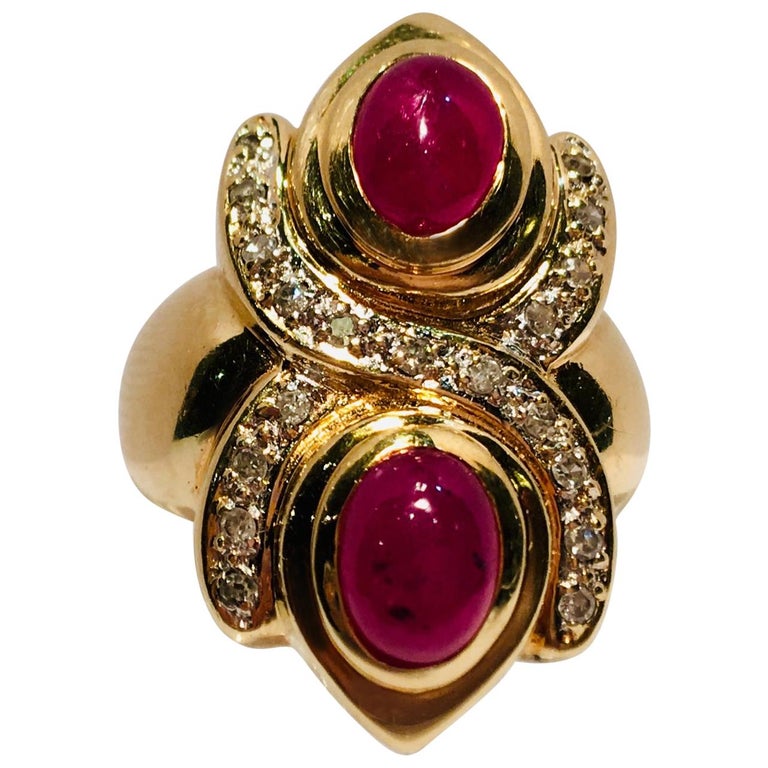 Unique Double Ruby Oval Cabochon Figure 8 "XO" Hug and Kisses Diamond ...