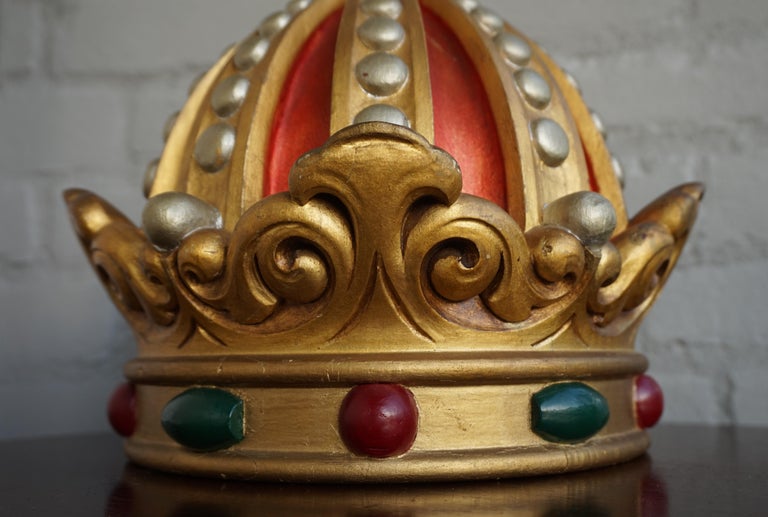 Unique Early 1900s Hand Carved Gilt and Hand Painted Gothic Revival ...