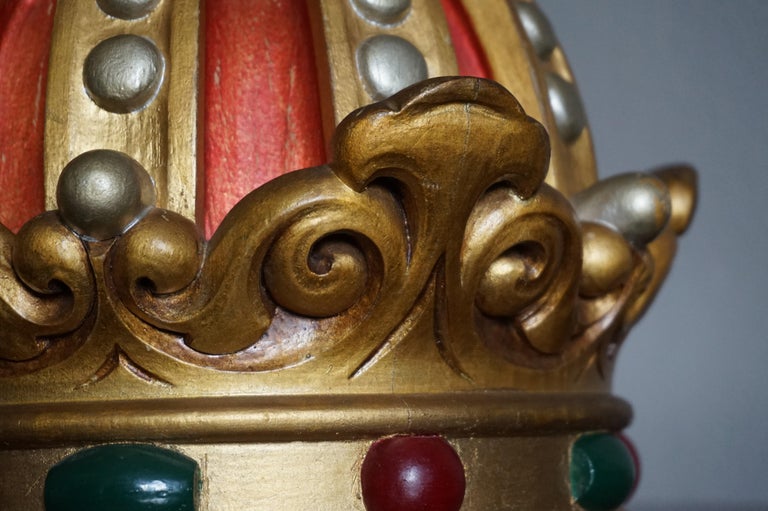 Unique Early 1900s Hand Carved Gilt and Hand Painted Gothic Revival ...