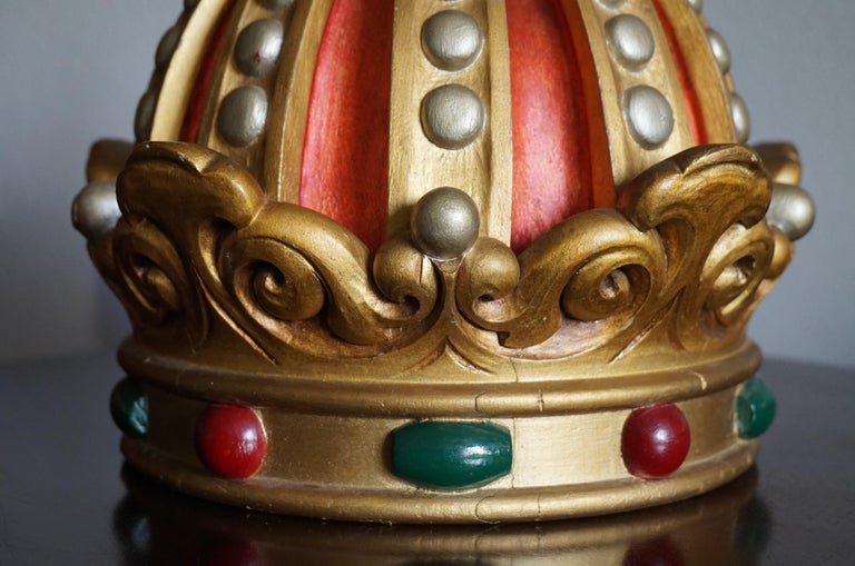 Unique Early 1900s Hand Carved Gilt and Hand Painted Gothic Revival ...