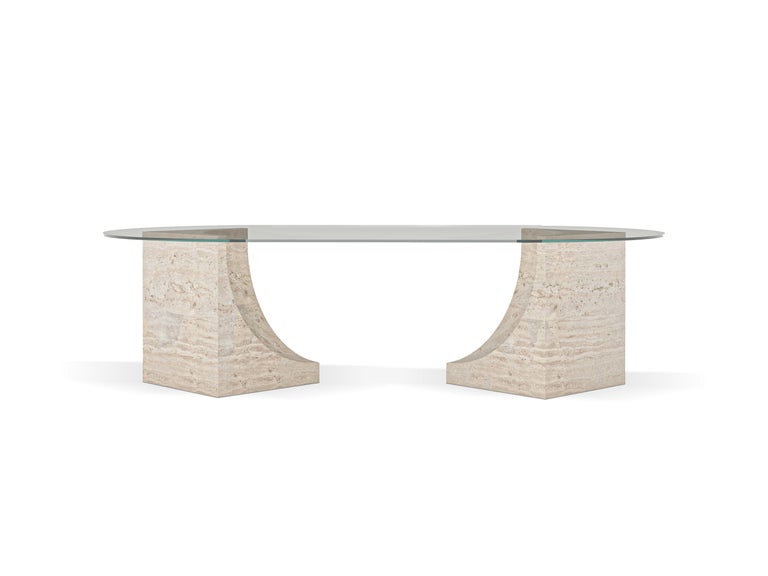 Unique Edge Center Oval Table 2 Legs by Collector For Sale at 1stDibs