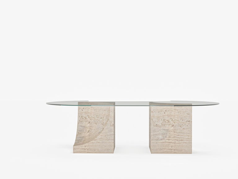 Unique Edge Center Oval Table 2 Legs by Collector For Sale at 1stDibs