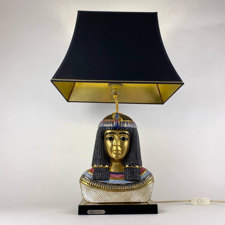 Unique Edoardo Tasca Scultura Viva Table Lamp, Egyptian Pharoh Queen ...