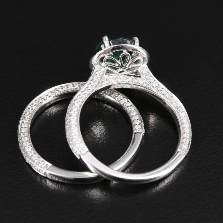 Customizable Unique Emerald Bridal Set, Antique Emerald Bridal Set For ...