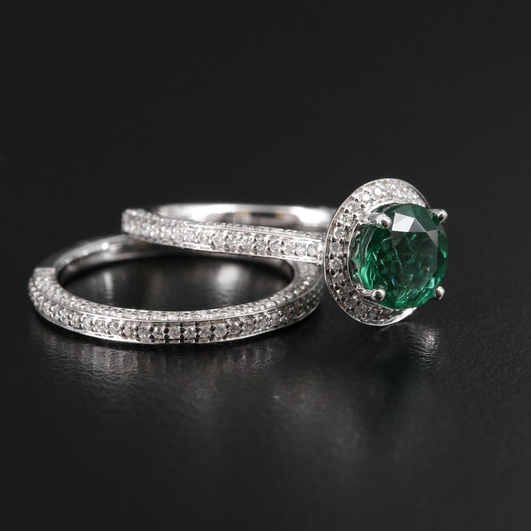 Customizable Unique Emerald Bridal Set, Antique Emerald Bridal Set For ...