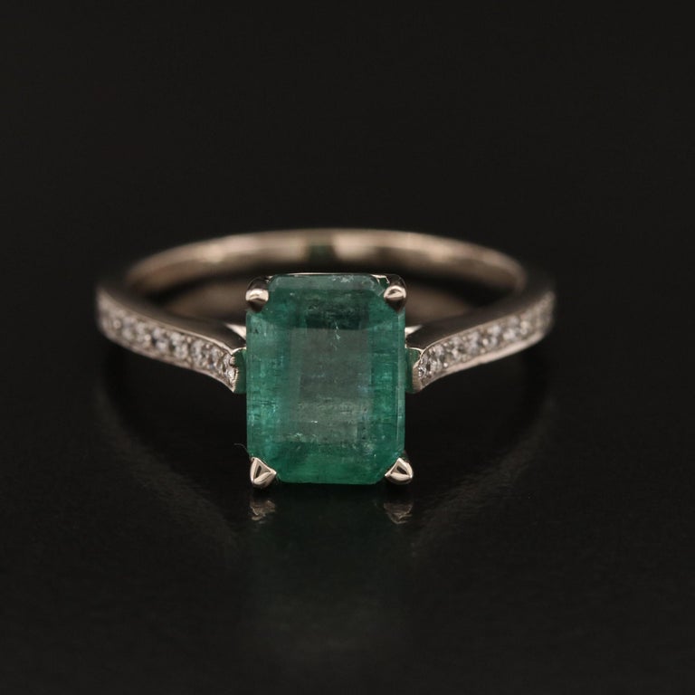 Customizable Unique Emerald Cut Diamonds Solitaire Engagement Ring ...