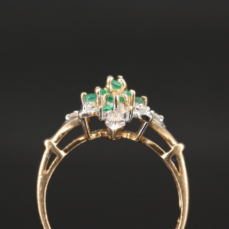 Customizable Unique Emerald and Diamonds Engagement Ring, Antique ...