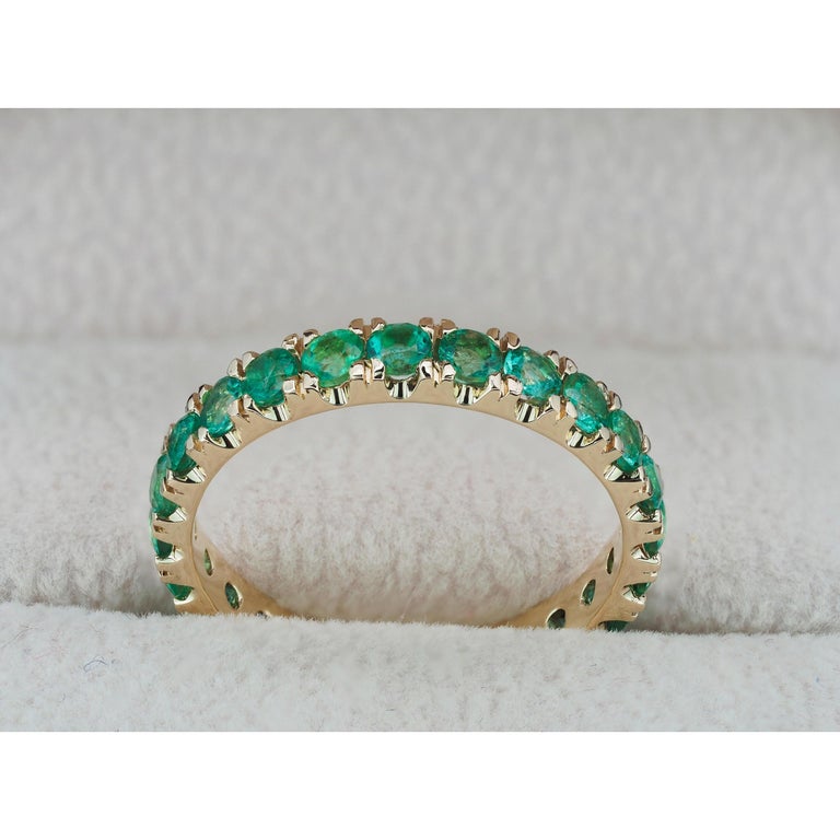 Customizable Unique Emerald Engagement Band, Antique Emerald Wedding ...