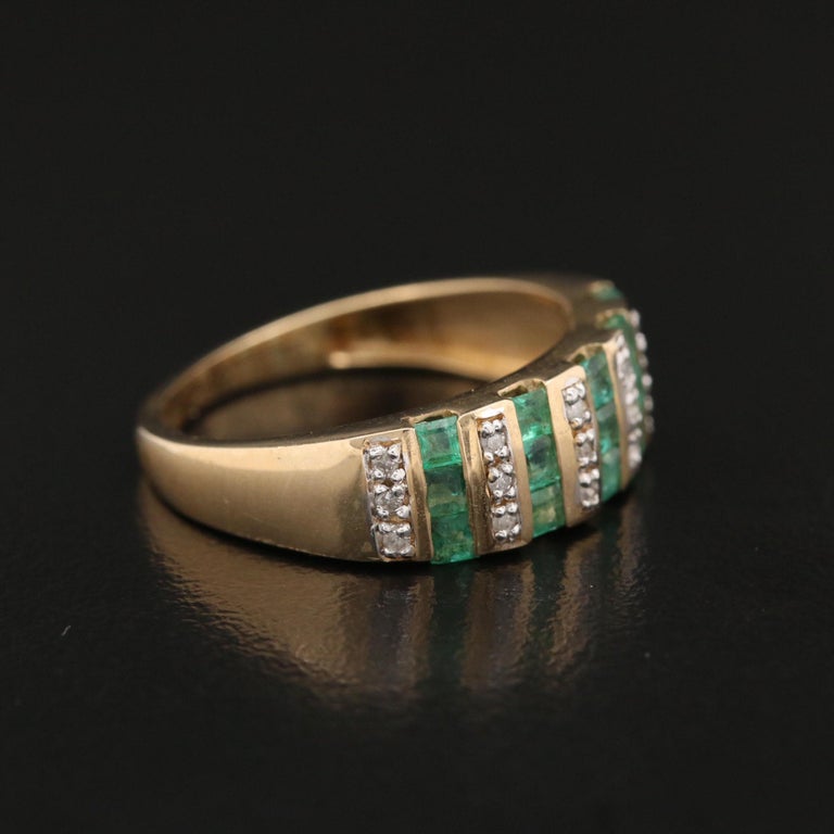 Customizable Unique Emerald Engagement Band, Antique Emerald Wedding ...
