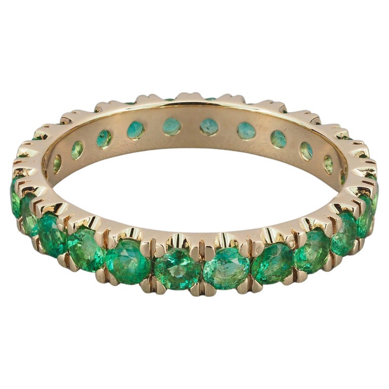 Customizable Unique Emerald Engagement Band Antique Emerald Wedding