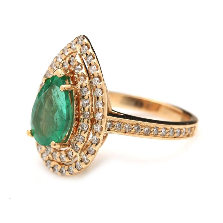 Customizable Unique Emerald Engagement Ring, Antique Emerald Wedding Ring For Sale at 1stDibs