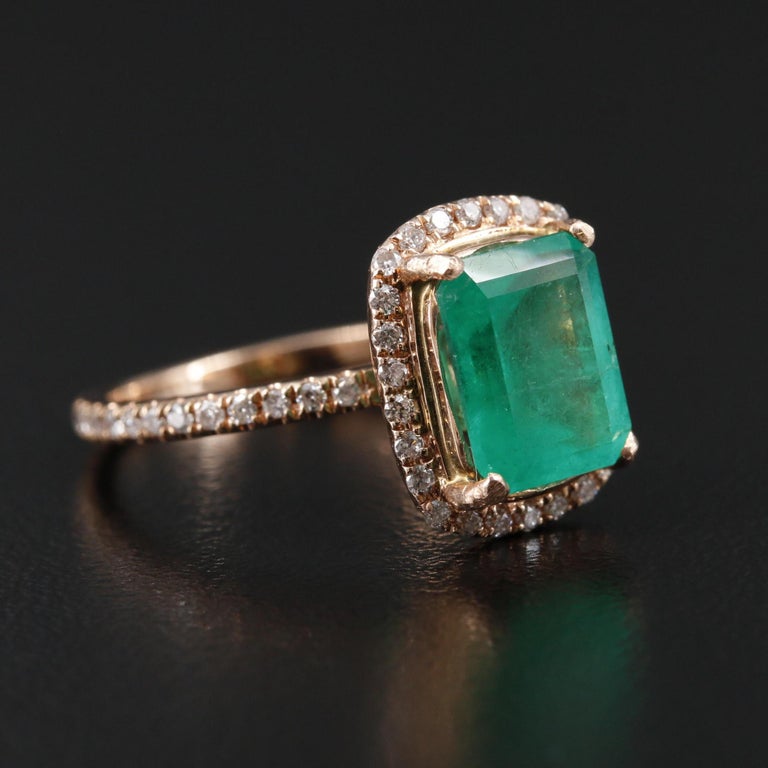 Customizable Unique Emerald Engagement Ring, - Antique Emerald Wedding ...