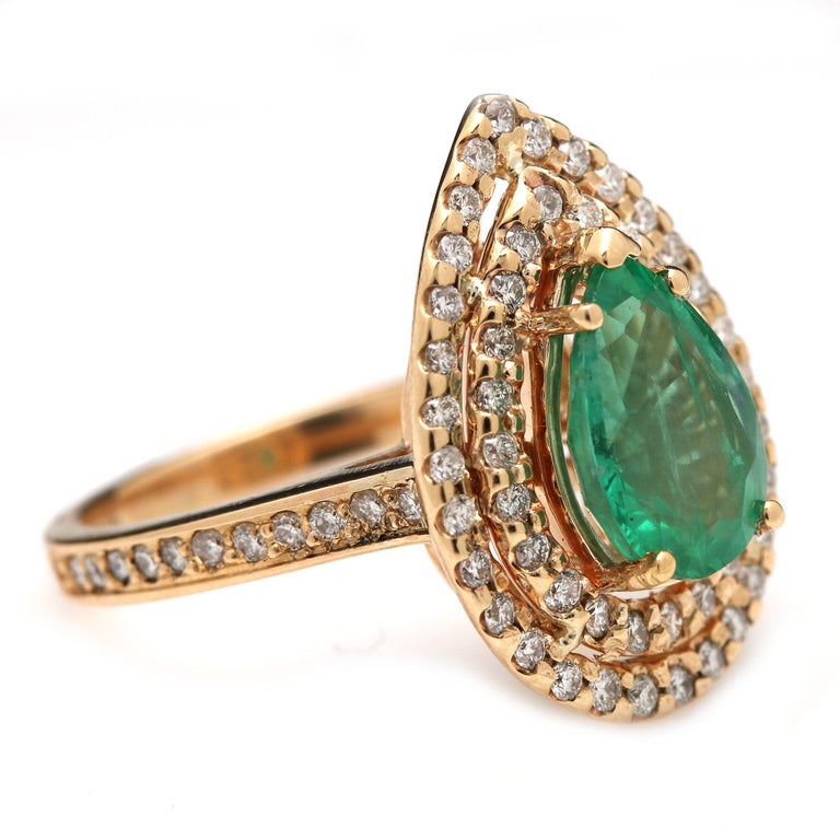 Customizable Unique Emerald Engagement Ring, Antique Emerald Wedding ...