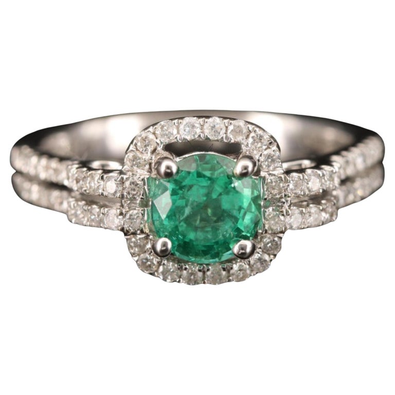 Customizable Unique Emerald Engagement Ring, Antique Emerald Wedding ...