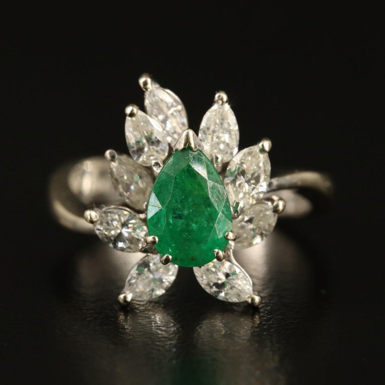 Customizable Unique Emerald Engagement Ring, Antique Emerald Wedding ...